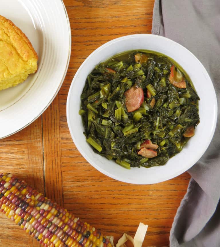 Southern Turnip Greens with Turkey Bacon - The Midwest Kitchen Blog