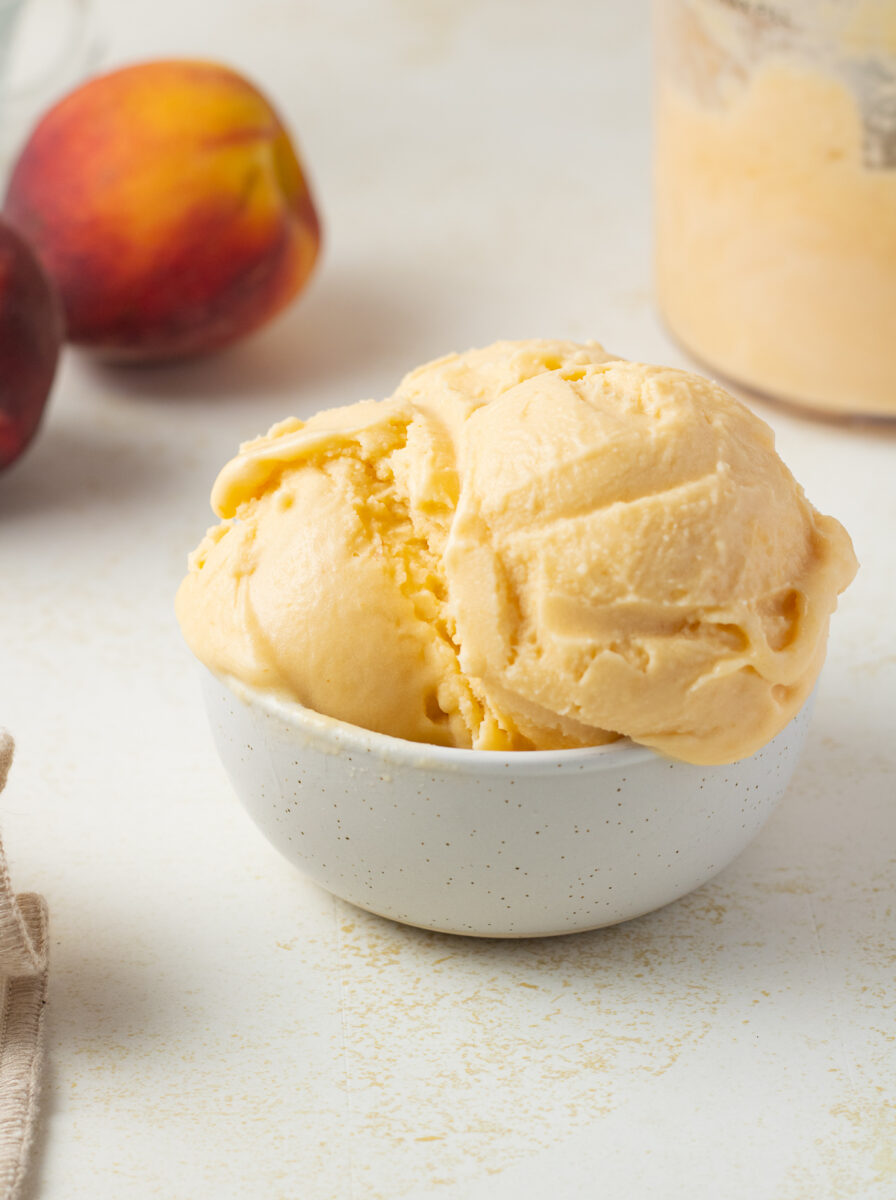 Ninja Creami Peach Ice Cream Using Frozen Peaches - The Midwest Kitchen ...